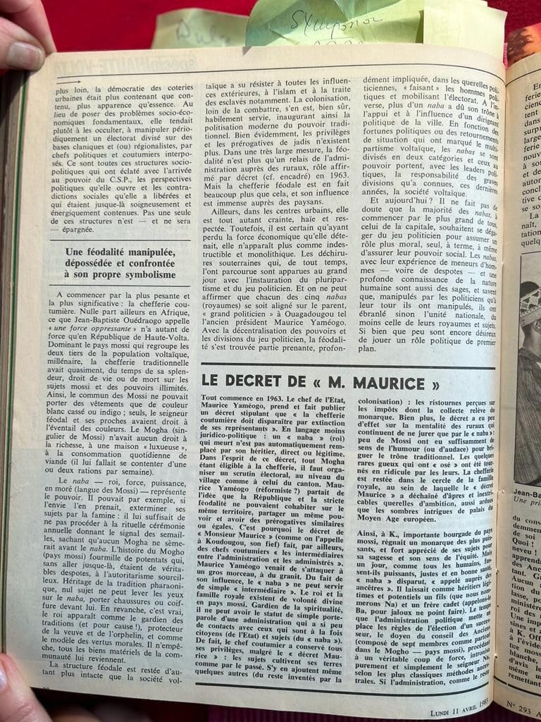 Le décret de « M. Maurice » Par Mohamed Maïga. 11/04/1983 - Thomas ...