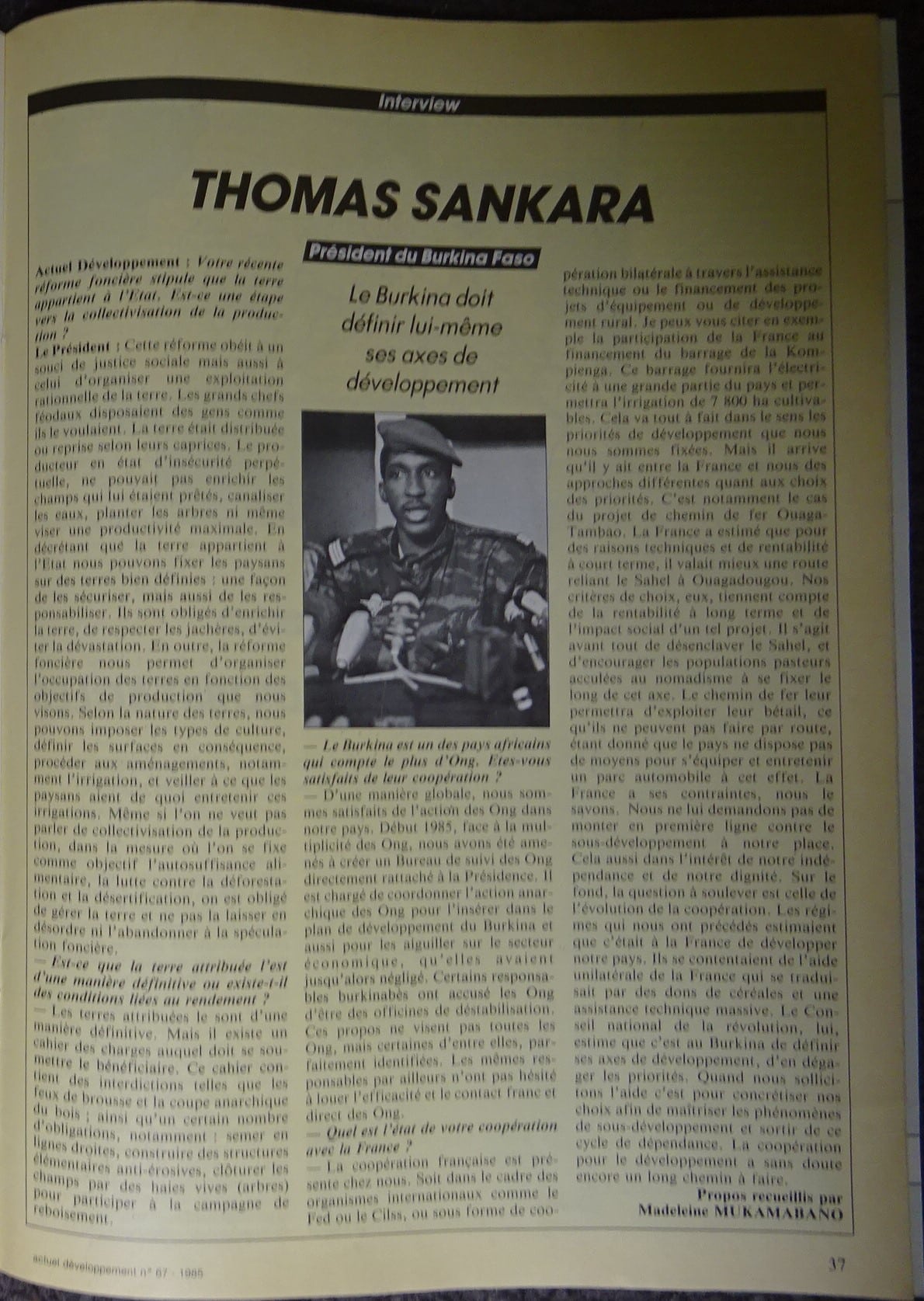 Thomas Sankara : “Le Burkina doit définir lui-même ses axes de ...